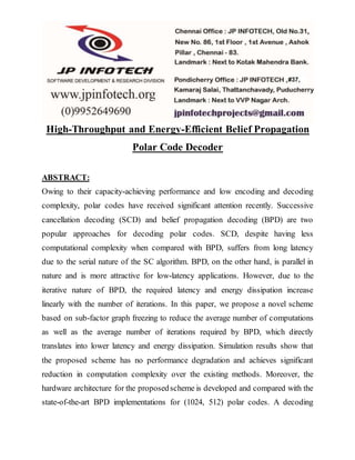 High-Throughput and Energy-Efficient Belief Propagation Polar Code Decoder | DOCX