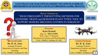 HIGH-THROUGHPUT PHENOTYPING METHODS FOR ECONOMIC TRAITS and DESIGNER ...
