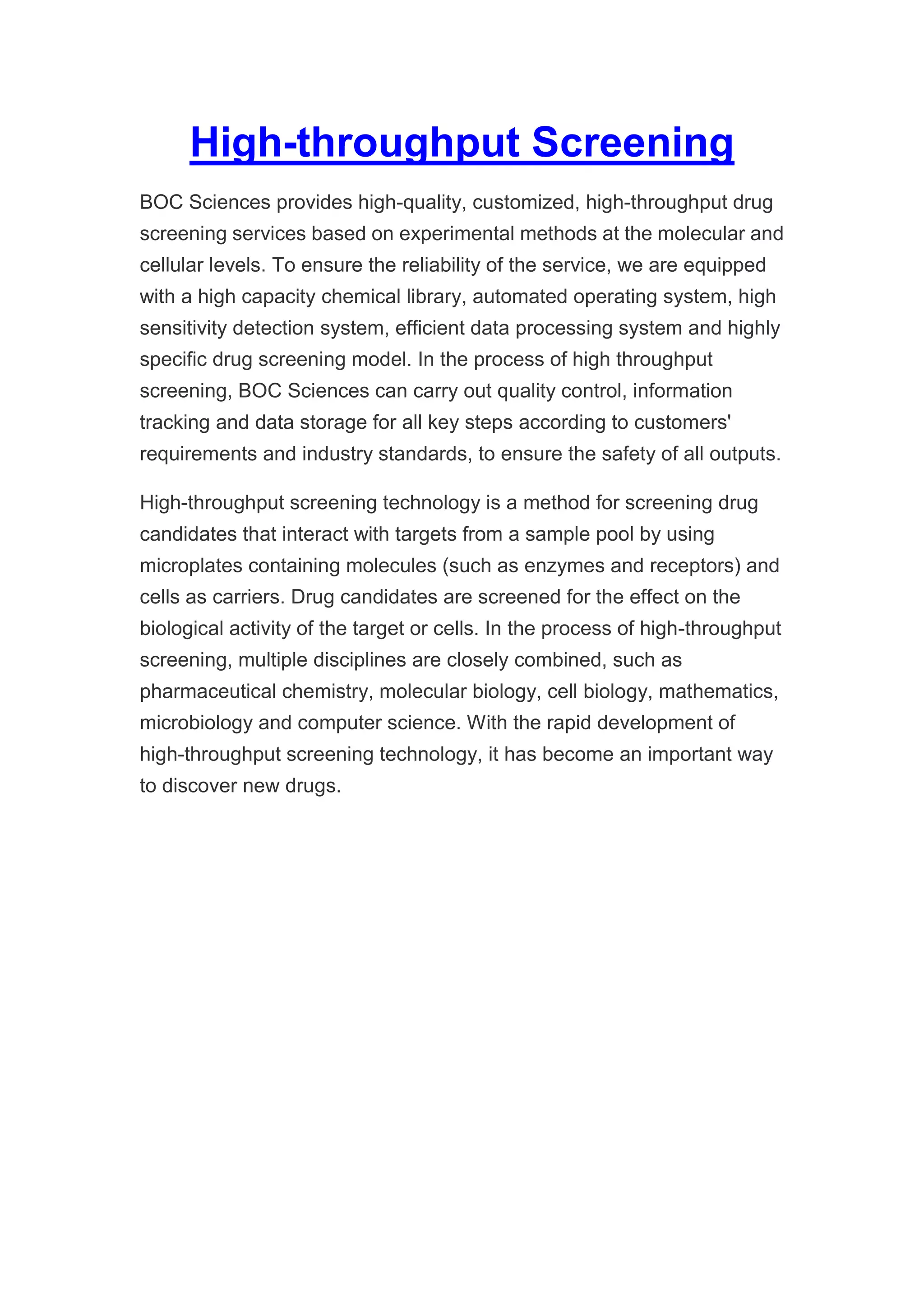 High throughput screening | PDF