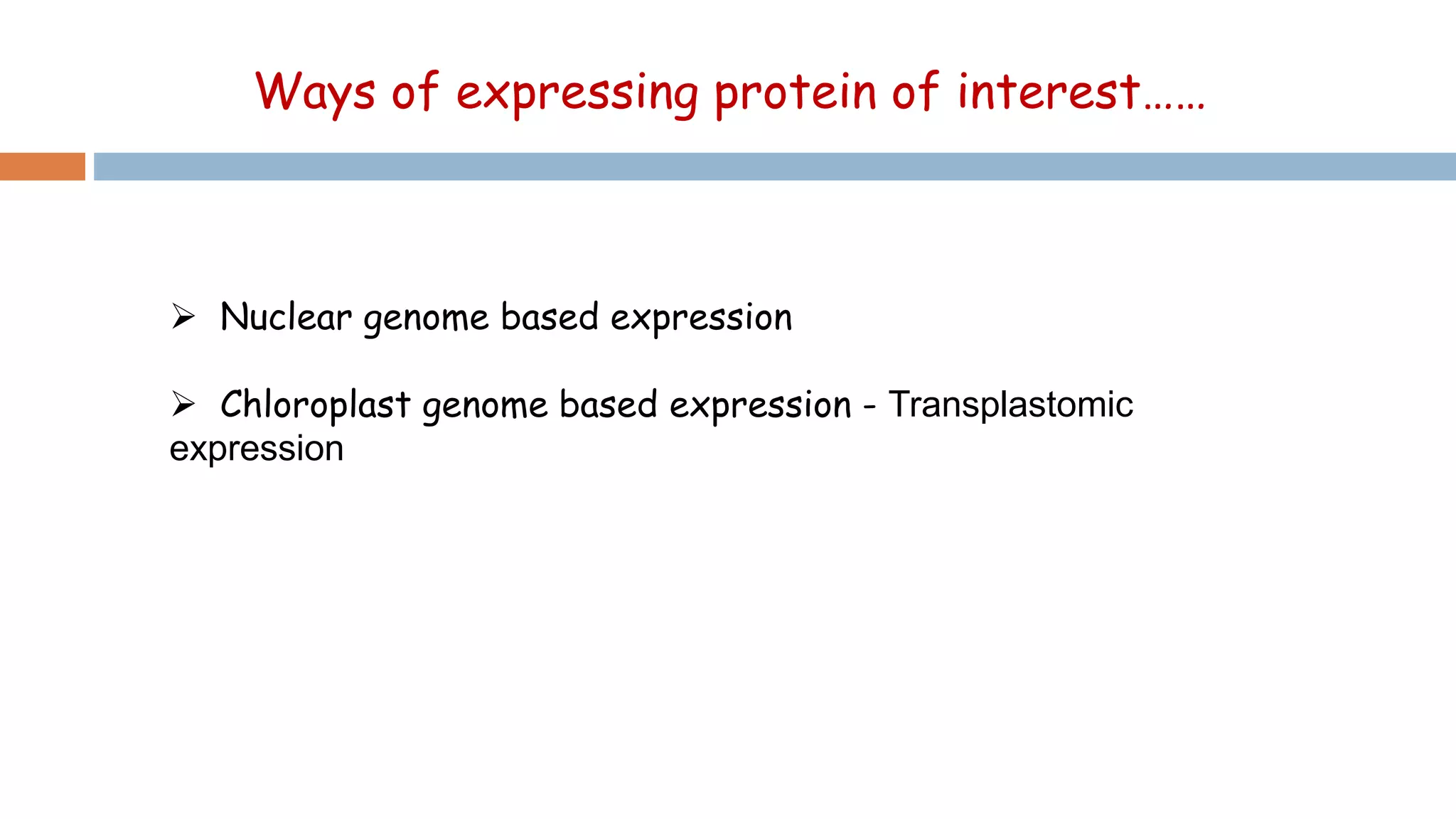 High yield production of therapeutic proteins in chloroplast | PPT