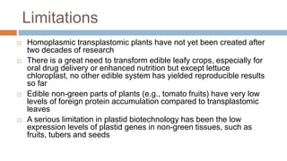 High yield production of therapeutic proteins in chloroplast | PPTX