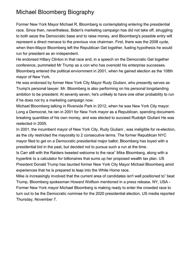 Michael Bloomberg Biography | PDF