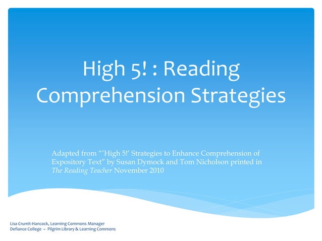 High 5! reading comprehension strategies | PPT