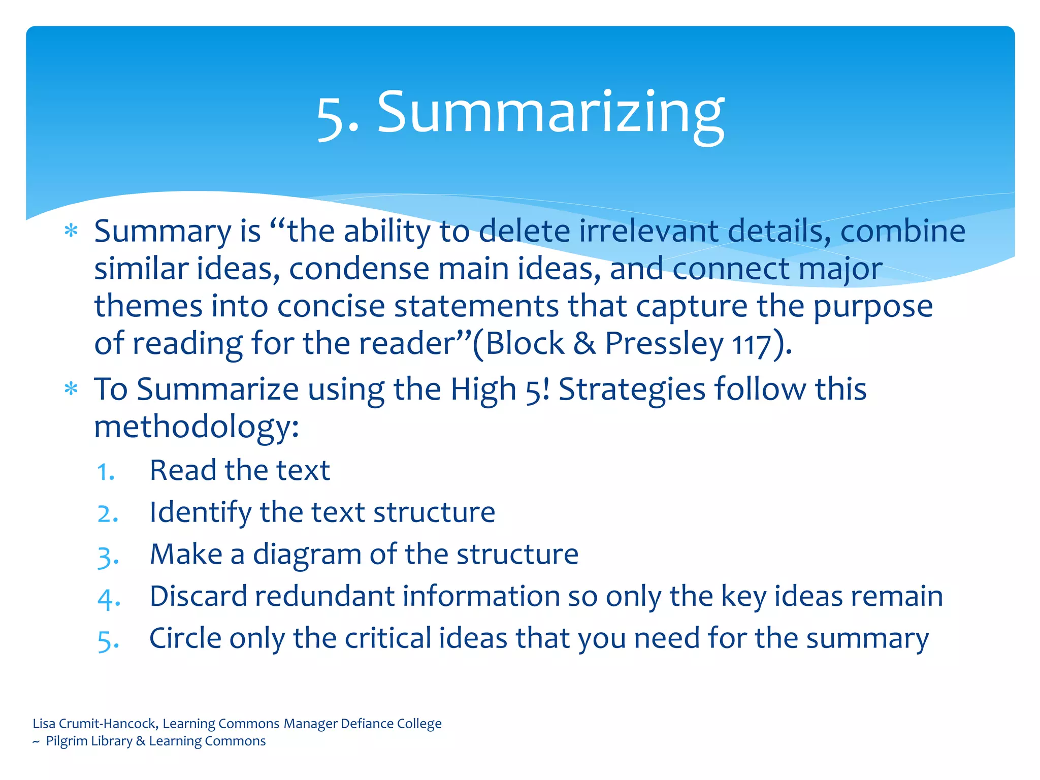 High 5! reading comprehension strategies | PDF