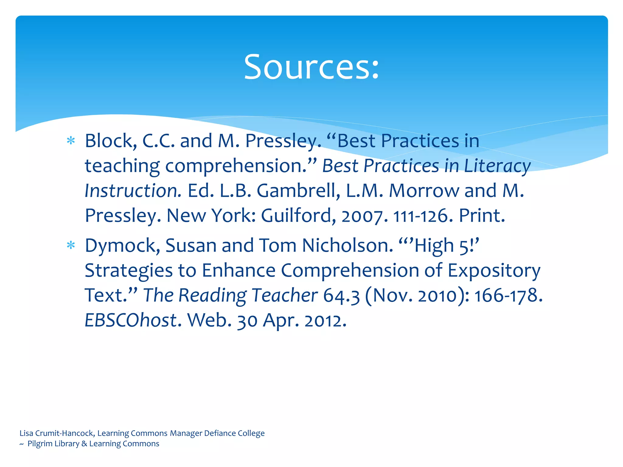 High 5! reading comprehension strategies | PDF