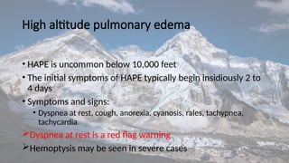 Physiology and pathophysiology of HIGH ALTITUDE disorders | PPTX