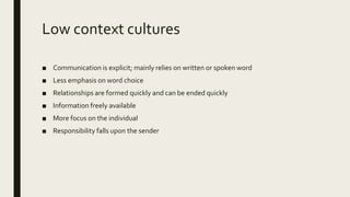 High and low context cultures v2 | PPTX