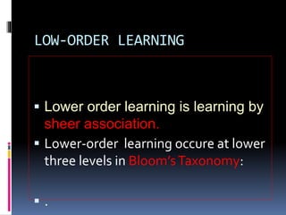 High and low order learning and bloom taxonomy. (https://www.youtube ...