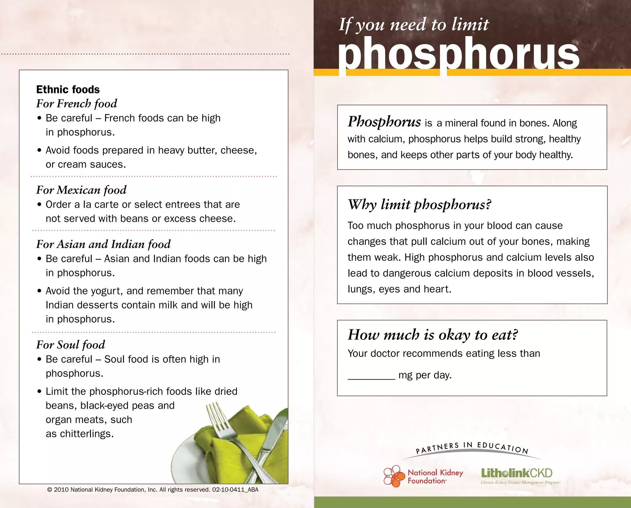High and low phosphorus foods | PDF