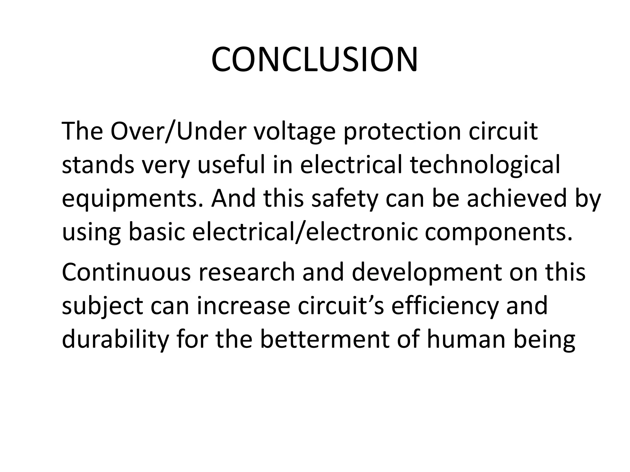Over/Under Voltage Protection Circuit | PPTX
