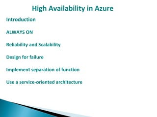 High availability of azure applications(paas) | PPT