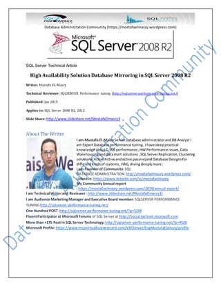 High availability solution database mirroring | DOCX | Databases | Computer Software and ...