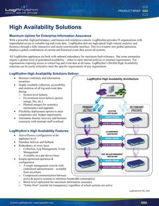 LogRhythm High Availability Solutions Data Sheet | PDF