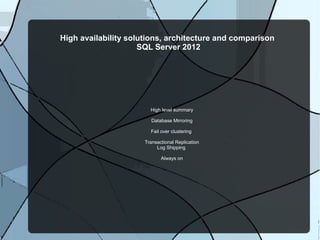High availability solutions bakostech | PPT