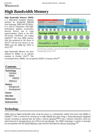 High Bandwidth Memory: A Technical Overview | PDF