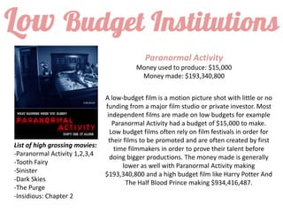 High Budget V. Low Budget | PPTX