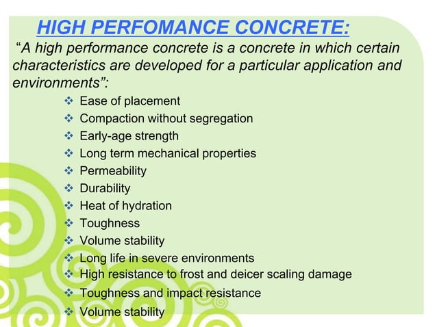 High density concrete, high strength concrete and high performance ...