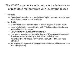 High-dose Methotrexate in Osteosarcoma: Pro's and Con's of Outpatient ...