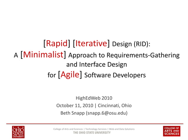 Rapid Iterative Design: A Minimalist Approach to Requirements-Gathering ...