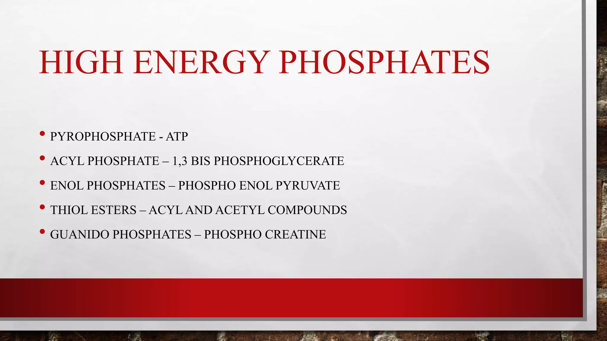 High energy phosphate compounds | PPTX