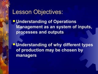 Higher Business Management - Operations | PPT