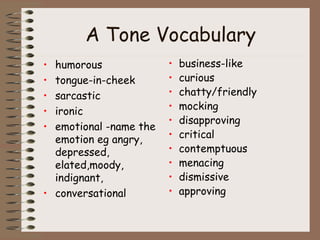 Higher close-reading-tone-etc | PPT