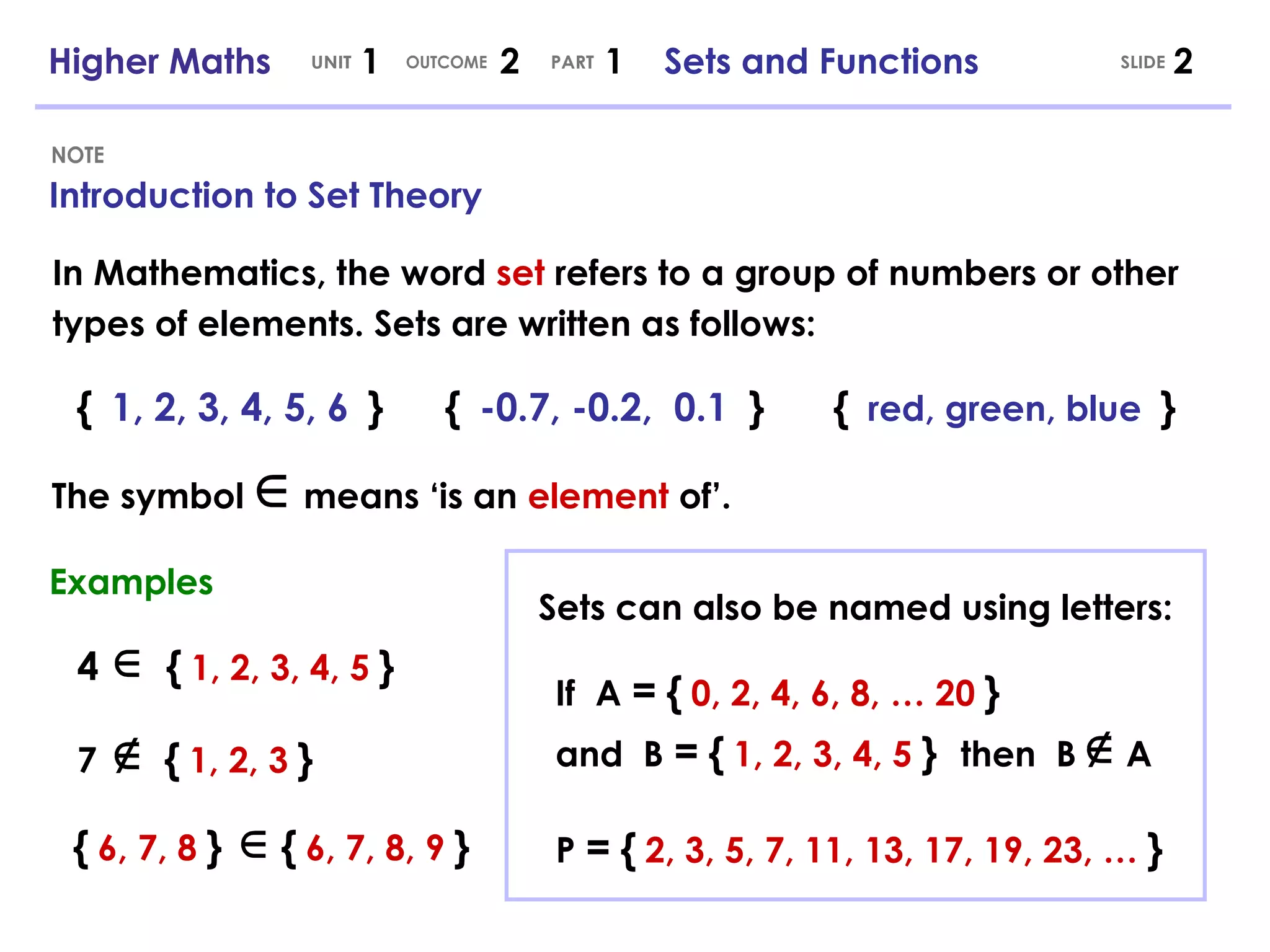 Higher Maths 1.2.1 - Sets and Functions | PPT