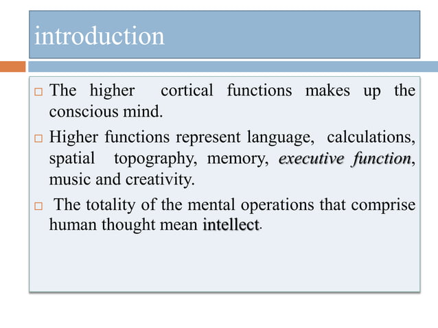 Higher cortical functions final | PPTX