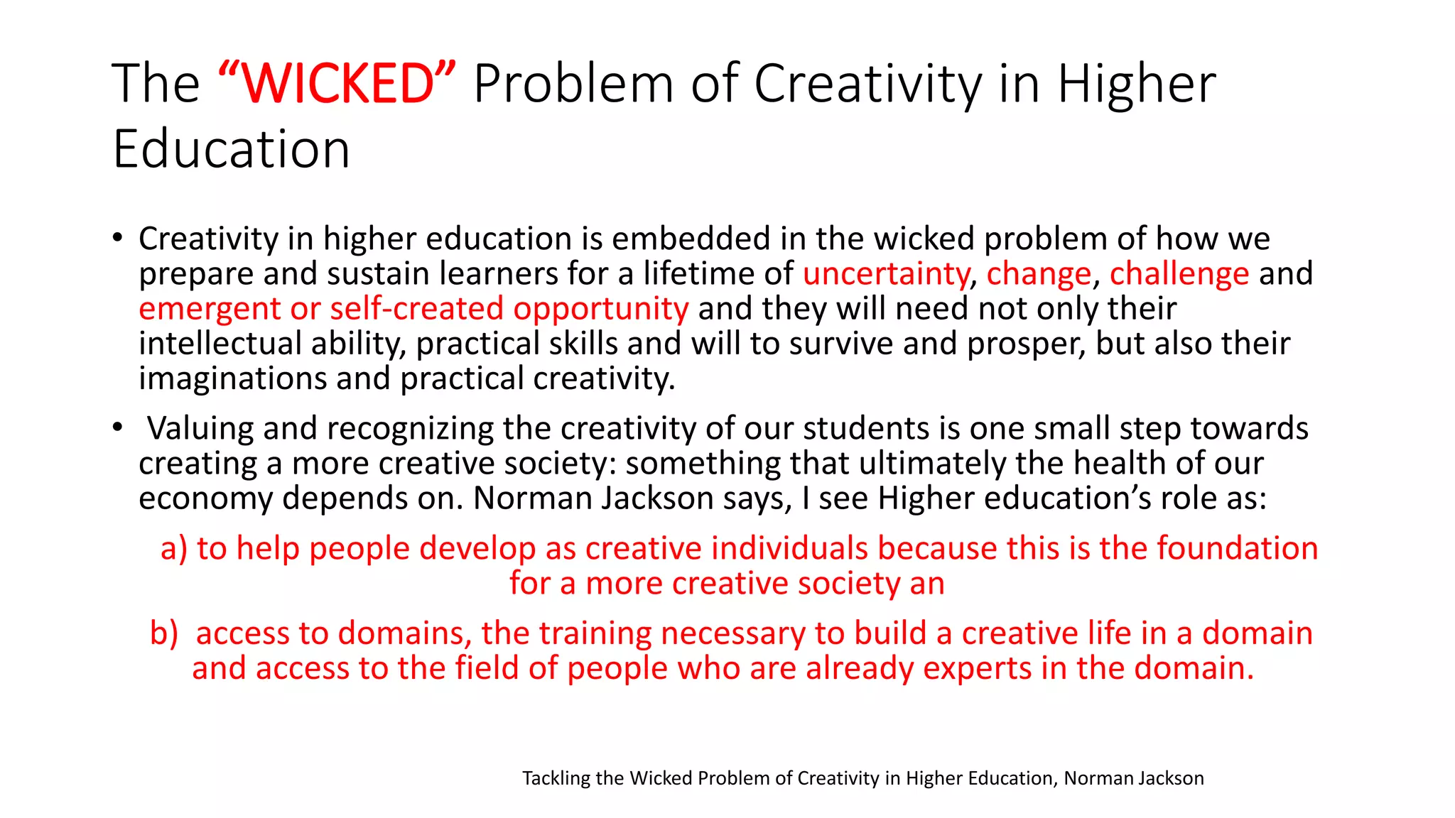 Higher education wicked problem | PPTX