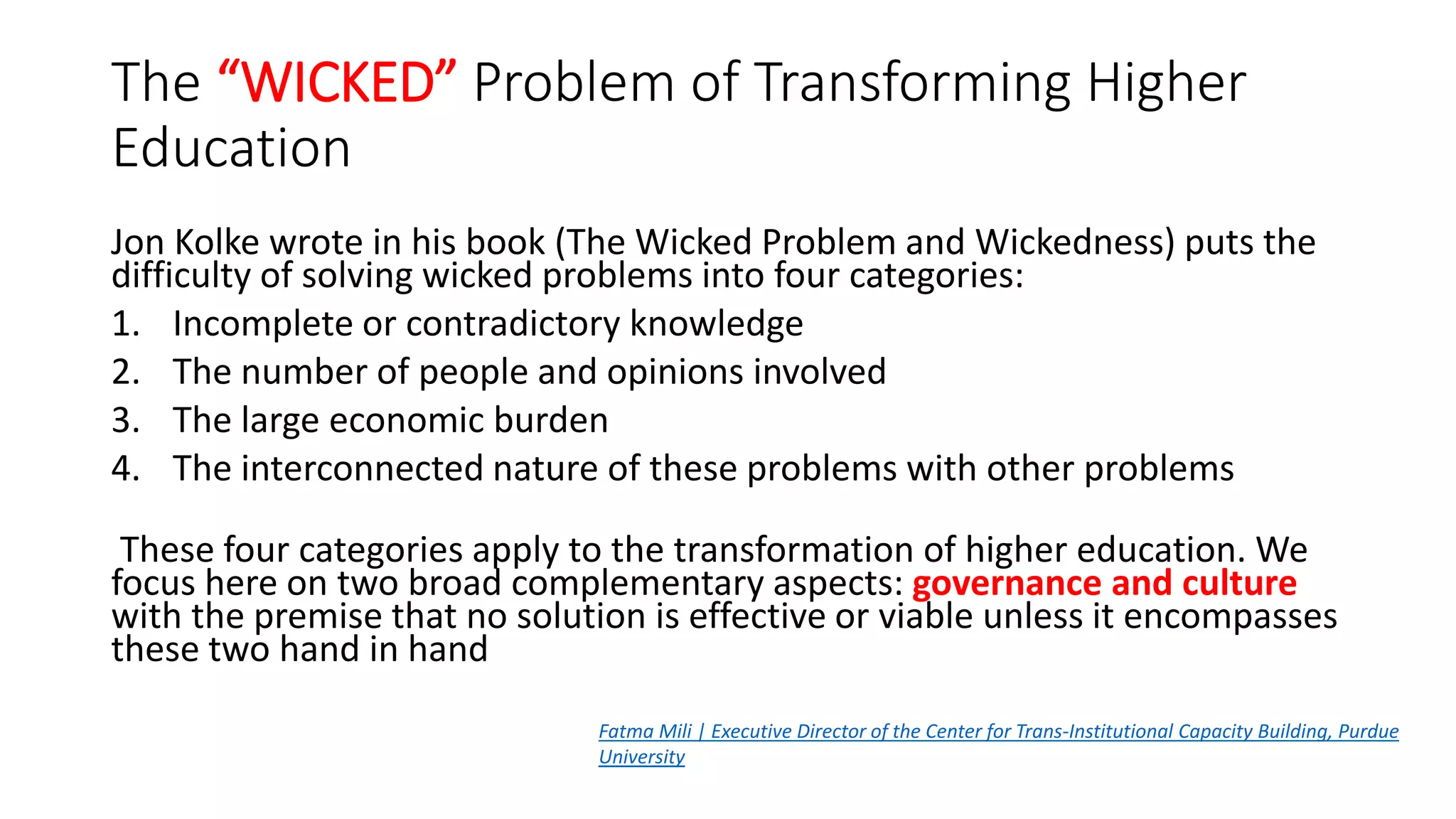Higher education wicked problem | PPTX
