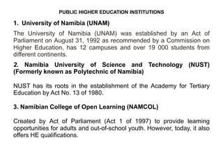 Higher Education in Namibia | PPTX