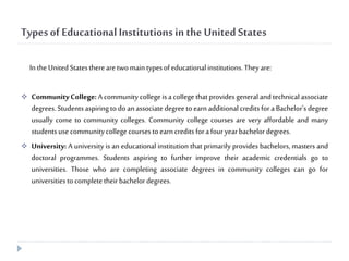 Higher Education Options for Indian Students in the United States | PPTX