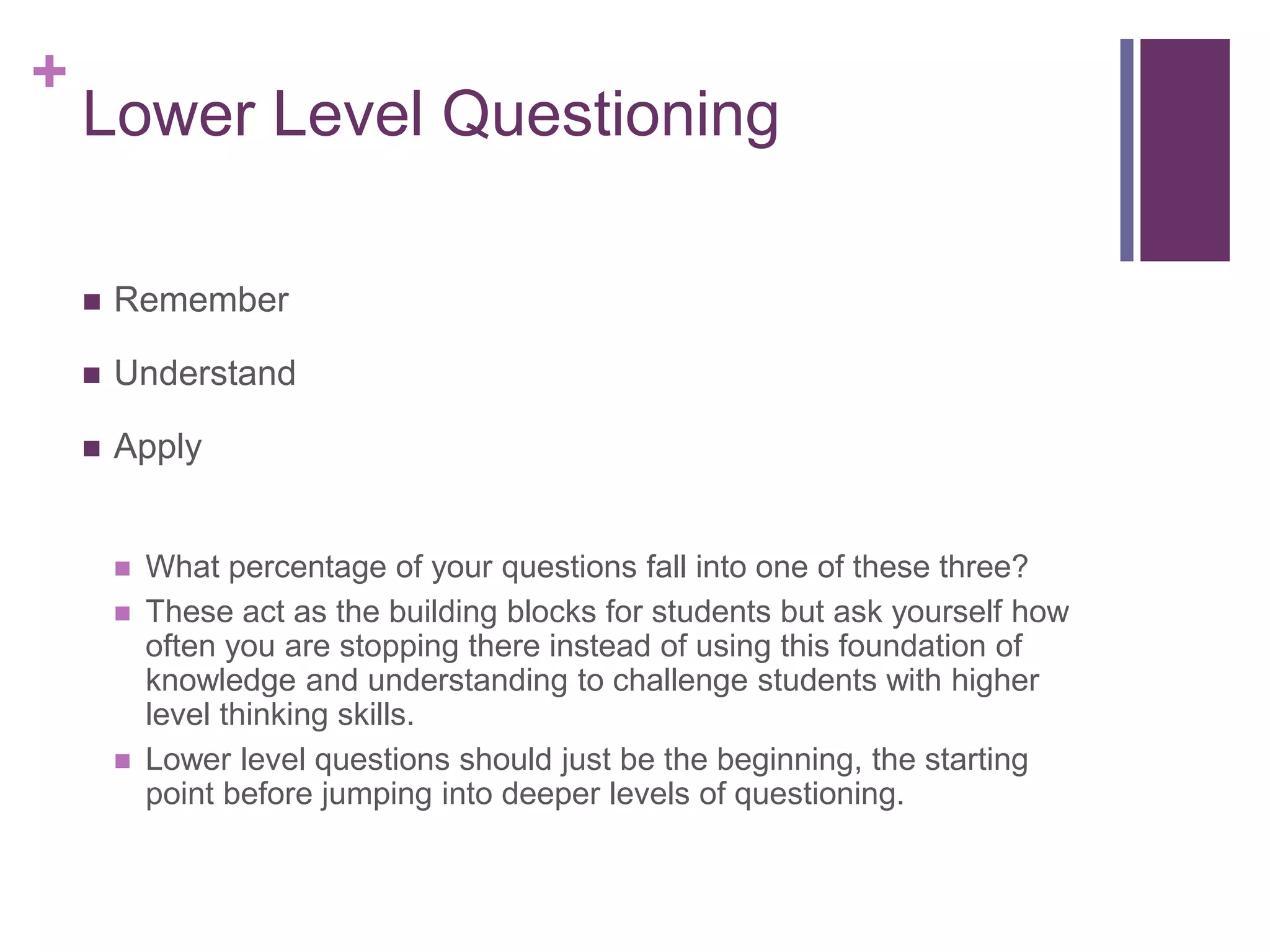 Higher Level Questioning | PPT