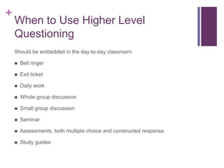 Higher Level Questioning | PPT