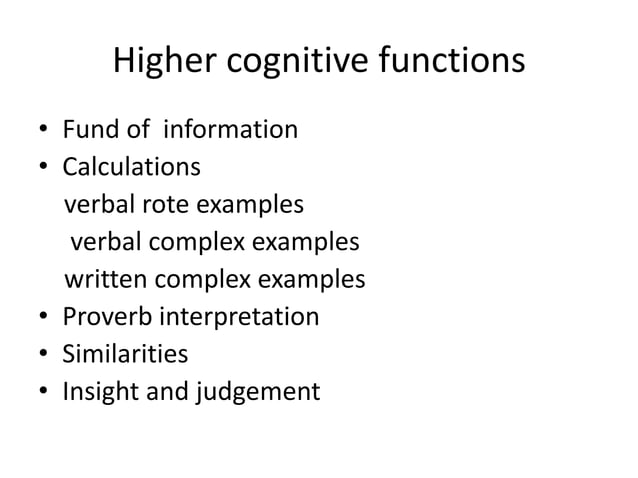 Higher Mental Function | PPTX