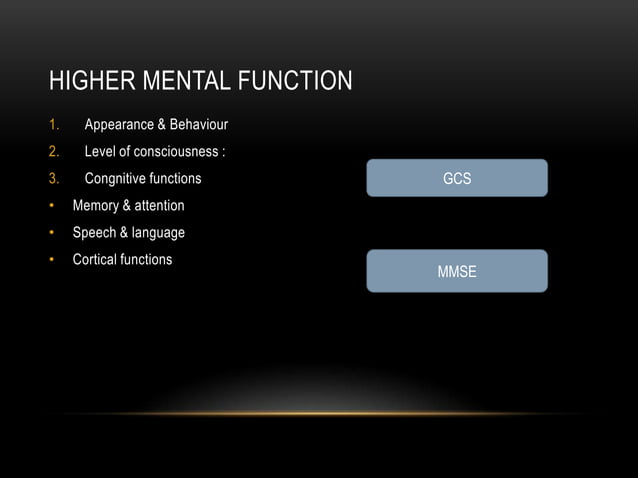Higher mental function | PPTX | Brain and Nervous System Disorders ...