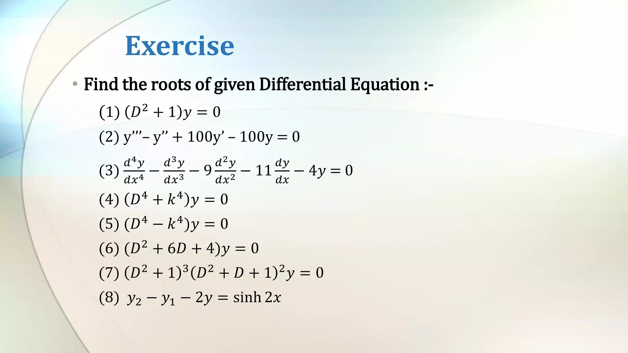 Higher Order Differential Equation | PDF