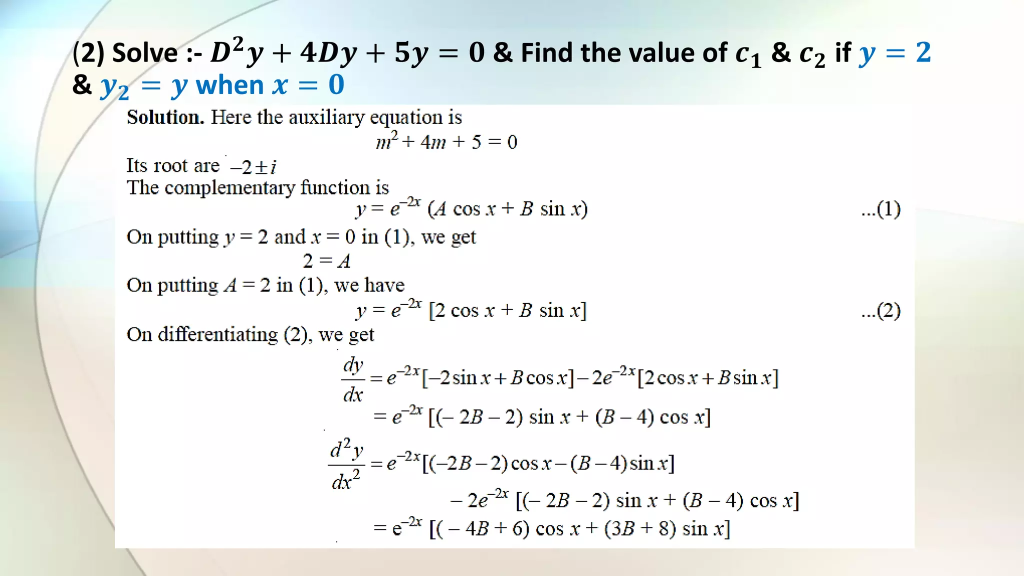 Higher Order Differential Equation | PDF
