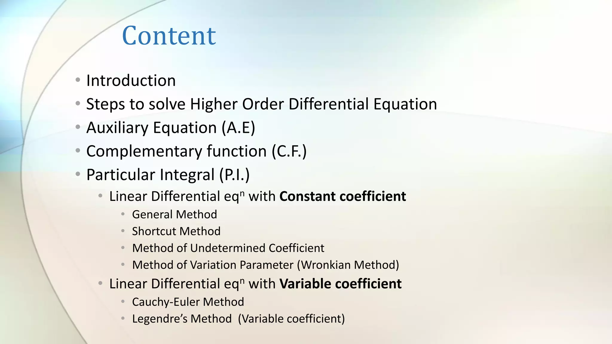 Higher Order Differential Equation | PDF