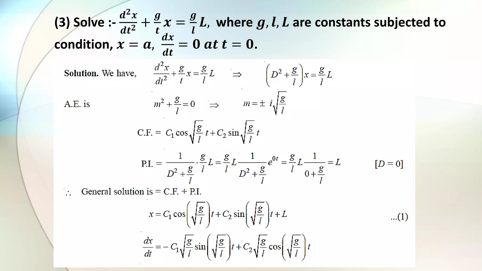 Higher Order Differential Equation | PDF