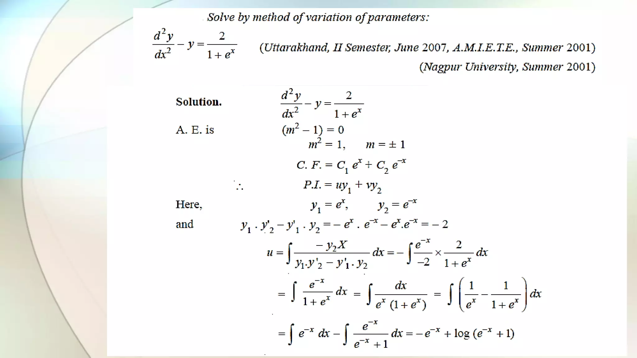 Higher Order Differential Equation | PDF
