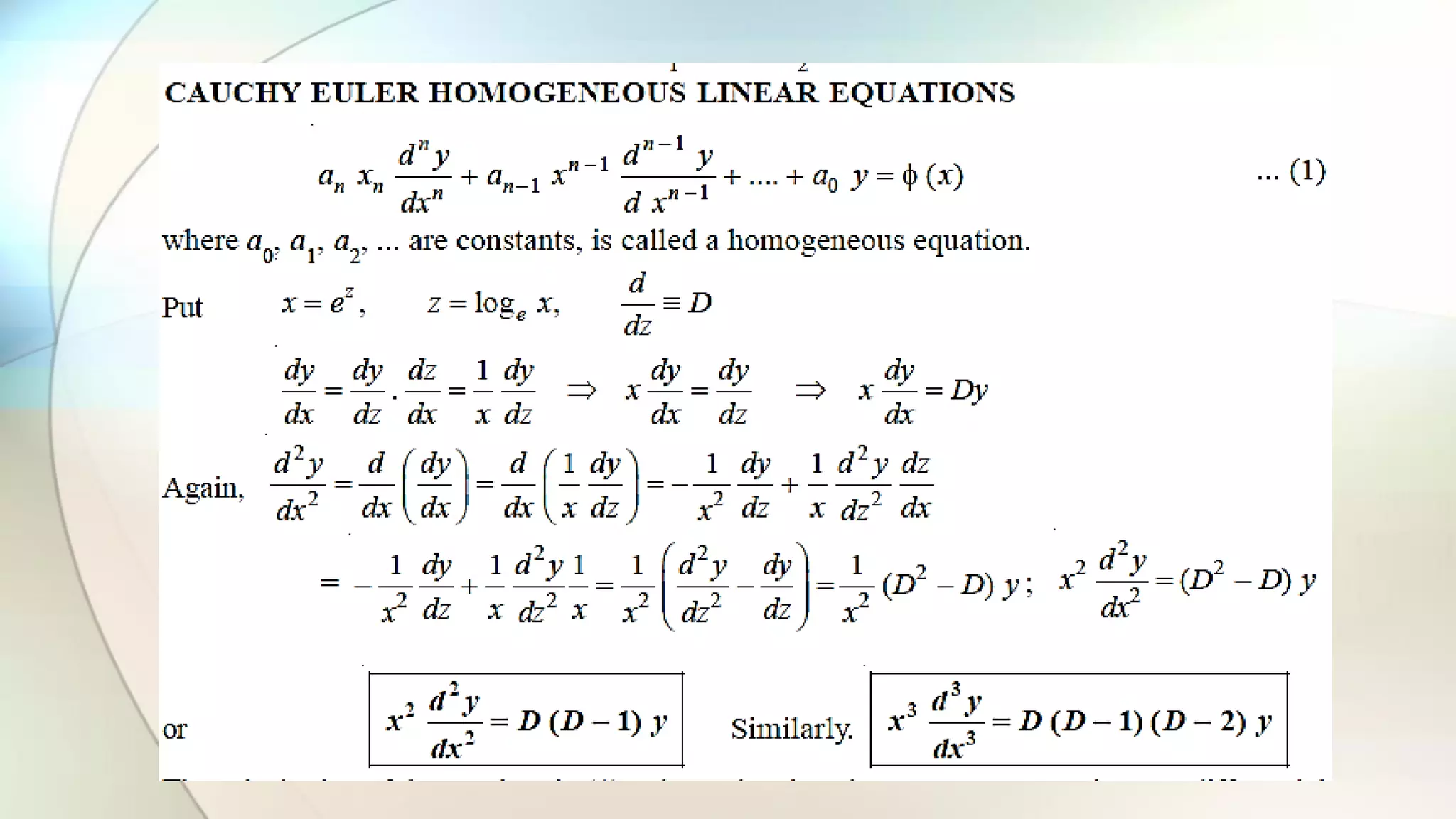 Higher Order Differential Equation | PDF