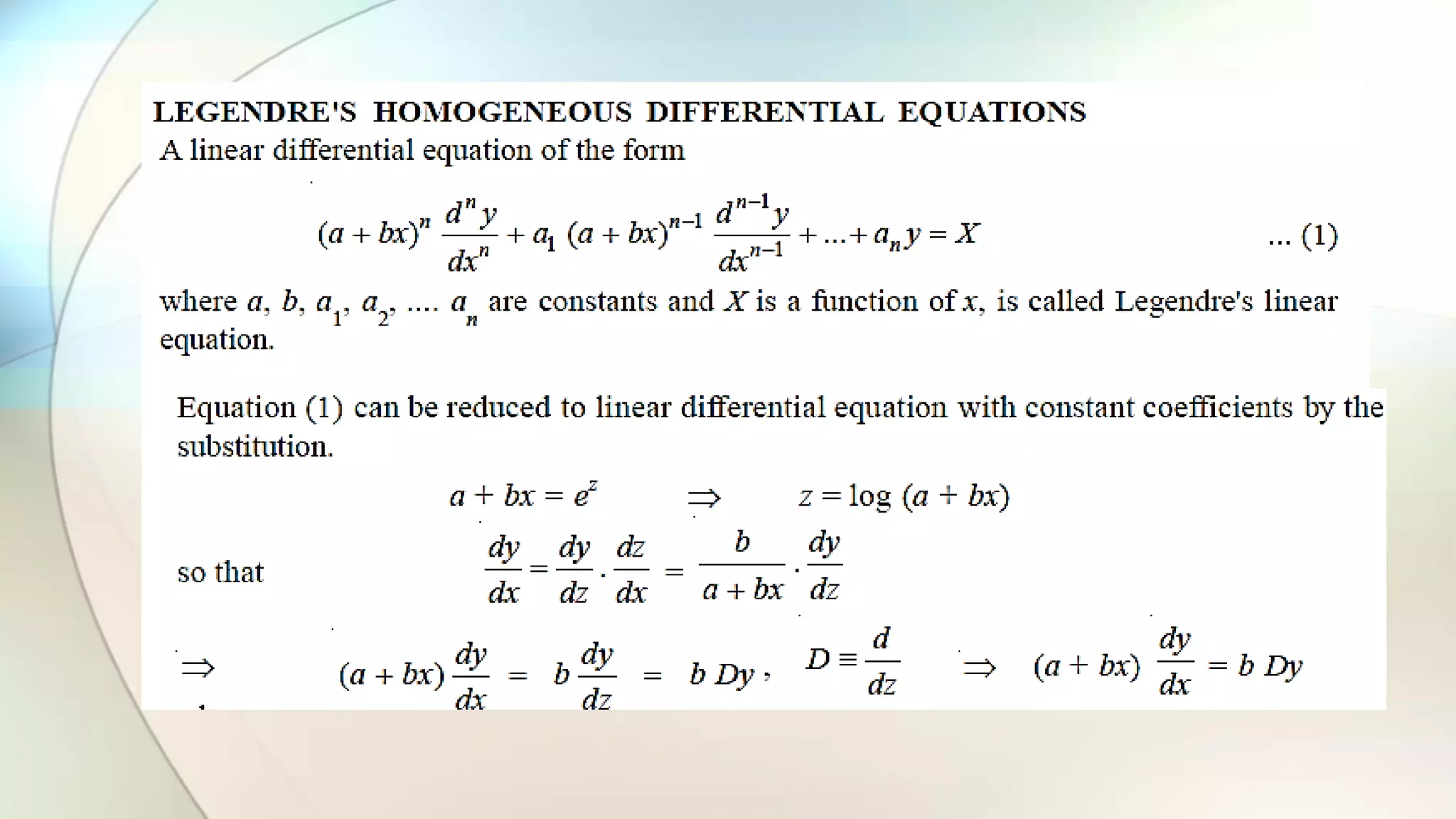 Higher Order Differential Equation | PDF