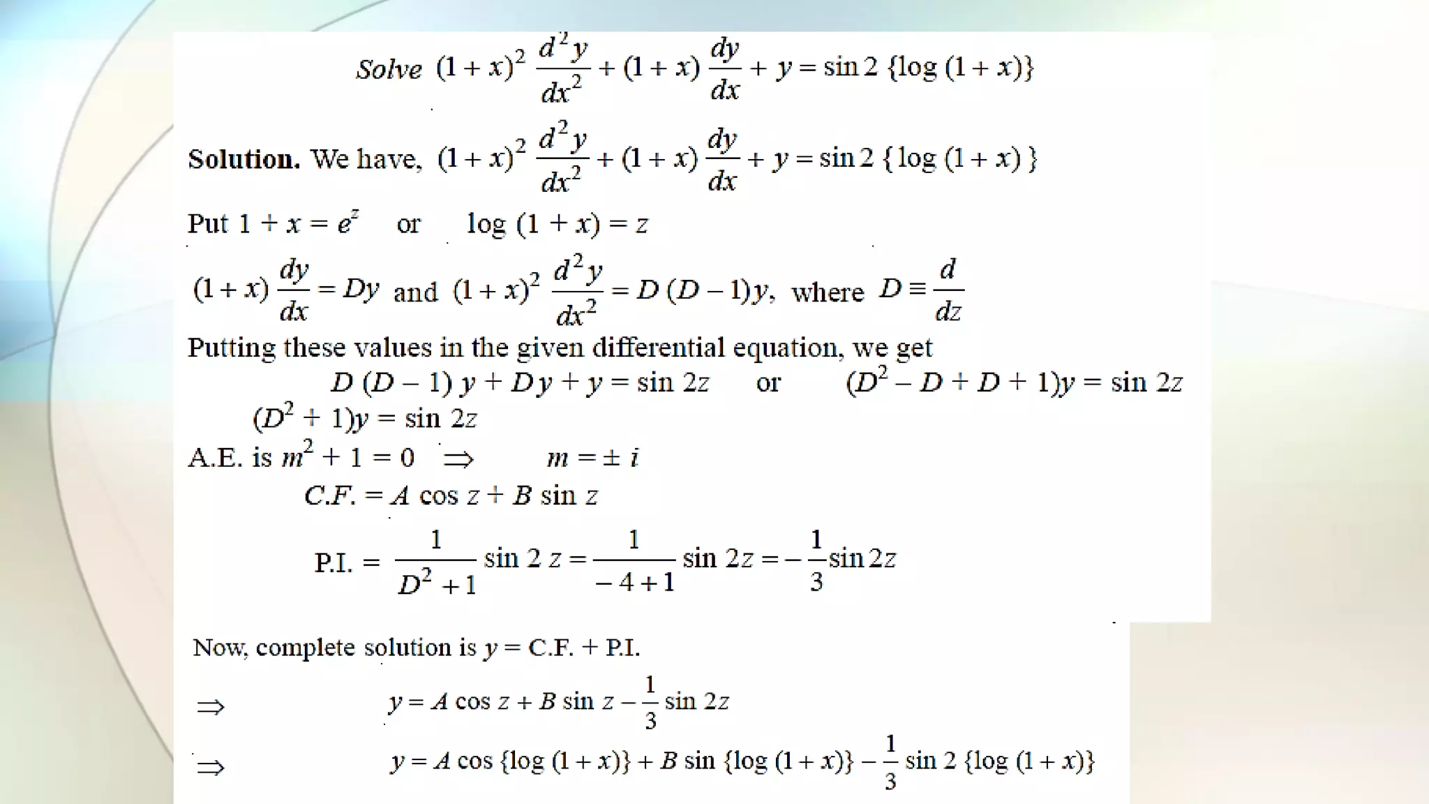 Higher Order Differential Equation Ppt 