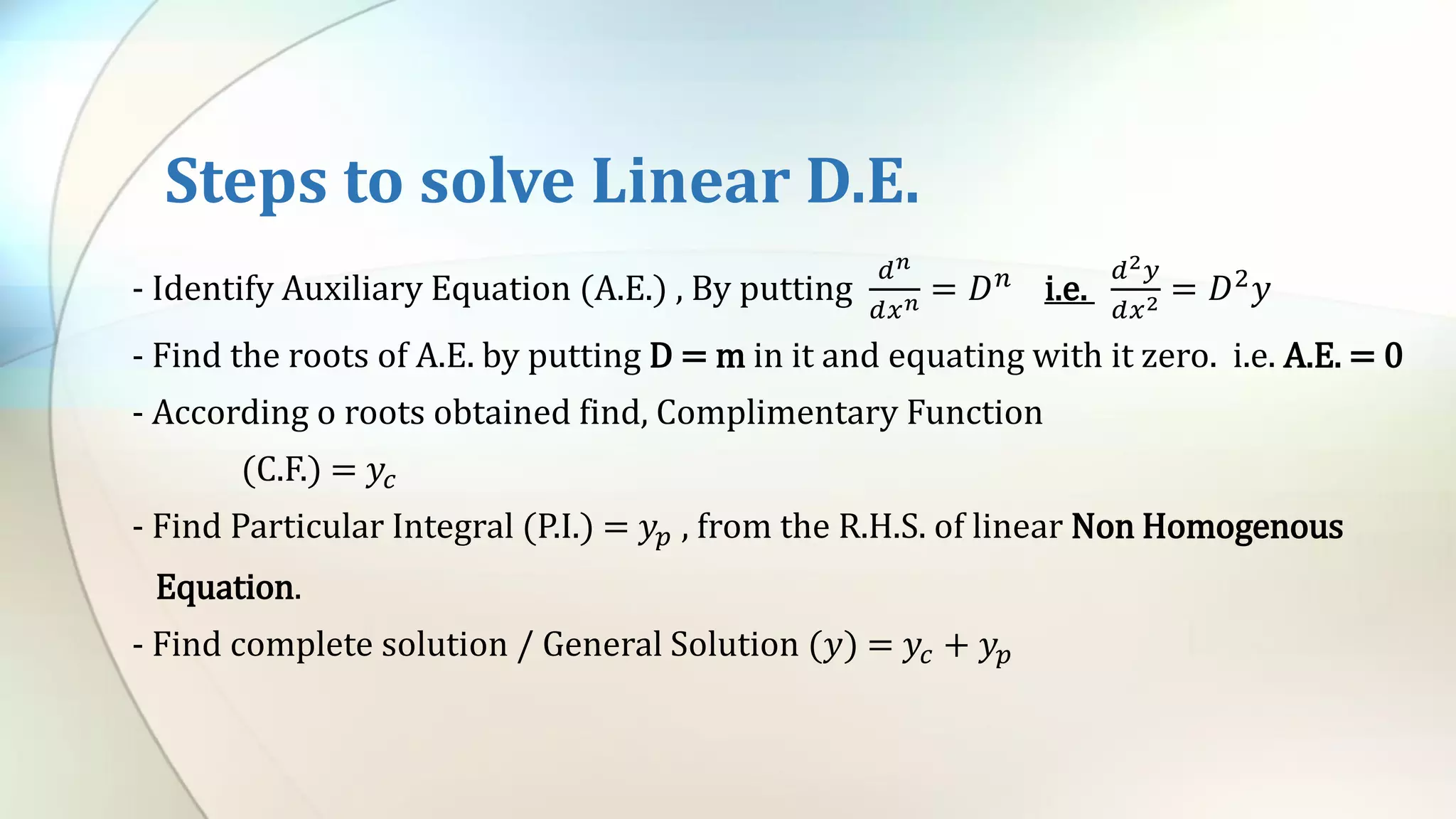 Higher Order Differential Equation | PDF