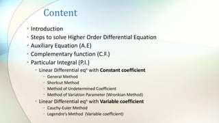 Higher Order Differential Equation | PDF