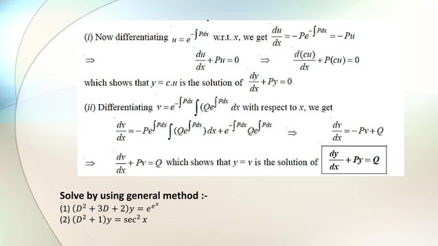 Higher Order Differential Equation | PDF