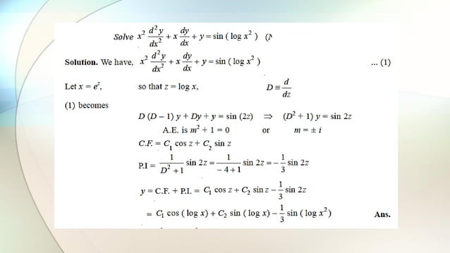 Higher Order Differential Equation | PDF