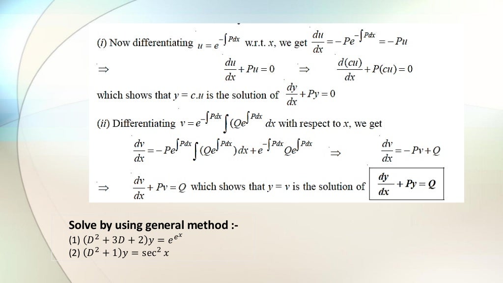 Higher Order Differential Equation