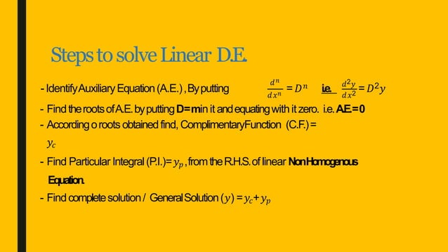 Higher Order Differential Equation Pptx Programming Languages